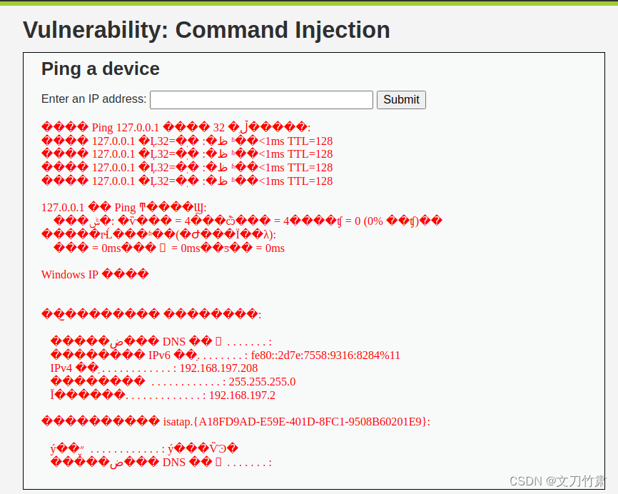 DVWA-Command Injection通关教程-完结_完成dvwa的command injection实验。完成low级别后截图并给出解题思路。-CSDN博客