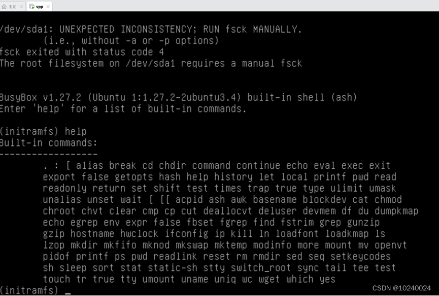 Ubuntu启动显示：the root filesystem on /dev requires a manual fsck-CSDN博客
