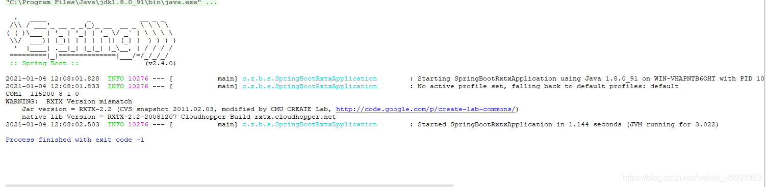 SpringBoot串口开发 RXTX Version mismatch_warning: rxtx version mismatch jar version = rxtx--CSDN博客