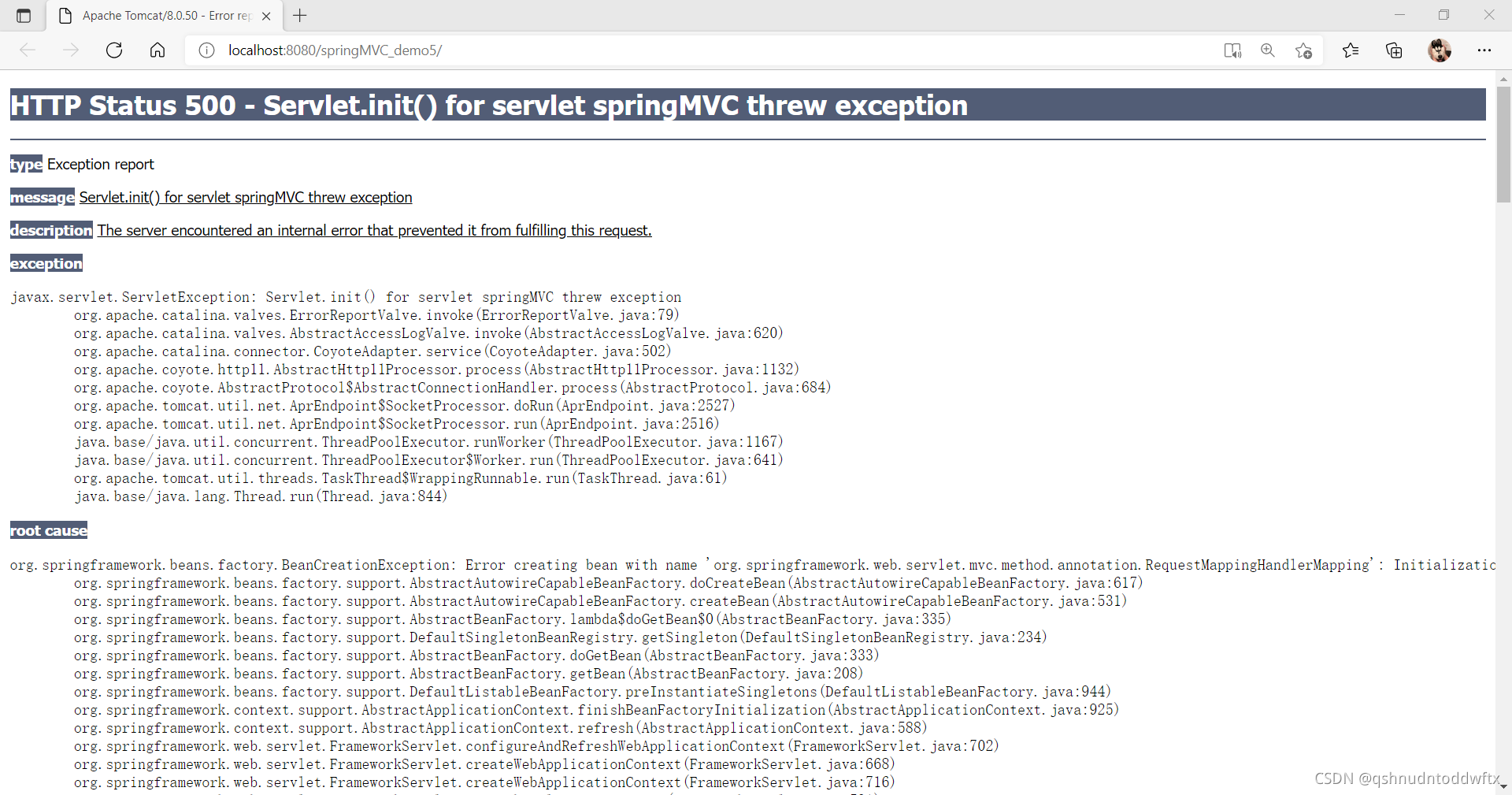 SpringMVC配置拦截器后，启动项目500_failed to instantiate [org.springframework.web.ser-CSDN博客