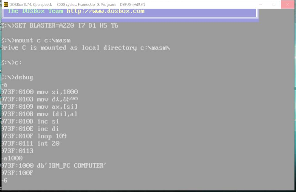 MASM + DOSBox——debug时g命令卡死解决方案_masm集成开发环境调试时-g没有办法输入-CSDN博客