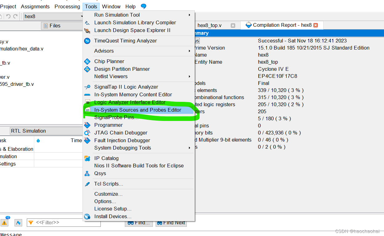 FGGA Quartus15.1版本中 In-System Sources and Probes Editor(ISSP)IP核的使用方法_quartus中探针ip的使用方法-CSDN博客
