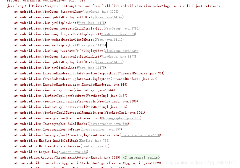 Android ViewGroup crash: Attempt to read from field 'int android.view.View.mViewFlags' on a null ...