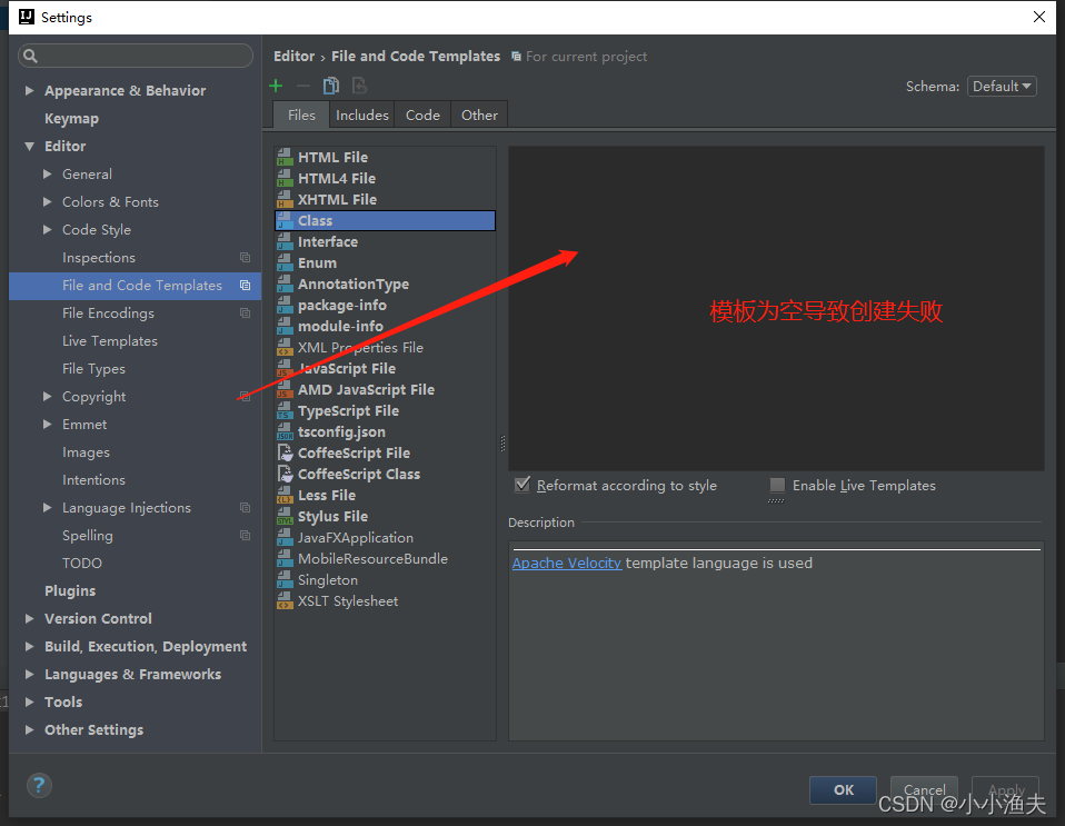 IDEA创建类的时候报错:Unable to parse template Class_unable to parse template "class" error message: th ...