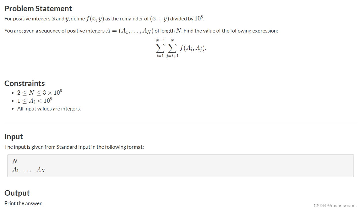 AtCoder Beginner Contest 353 C - Sigma Problem_atcoder353-CSDN博客