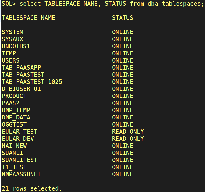 设置Oracle表空间只读_oracle设置表只读-CSDN博客
