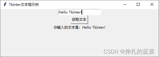 Python 图形化界面基础篇：添加文本框（ Entry ）到 Tkinter 窗口python Tkinter 文本框 Csdn博客
