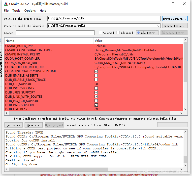 使用vs2017 + cmake 编译 dlib库的步骤以及遇到的问题_cmake-gui dlib-CSDN博客