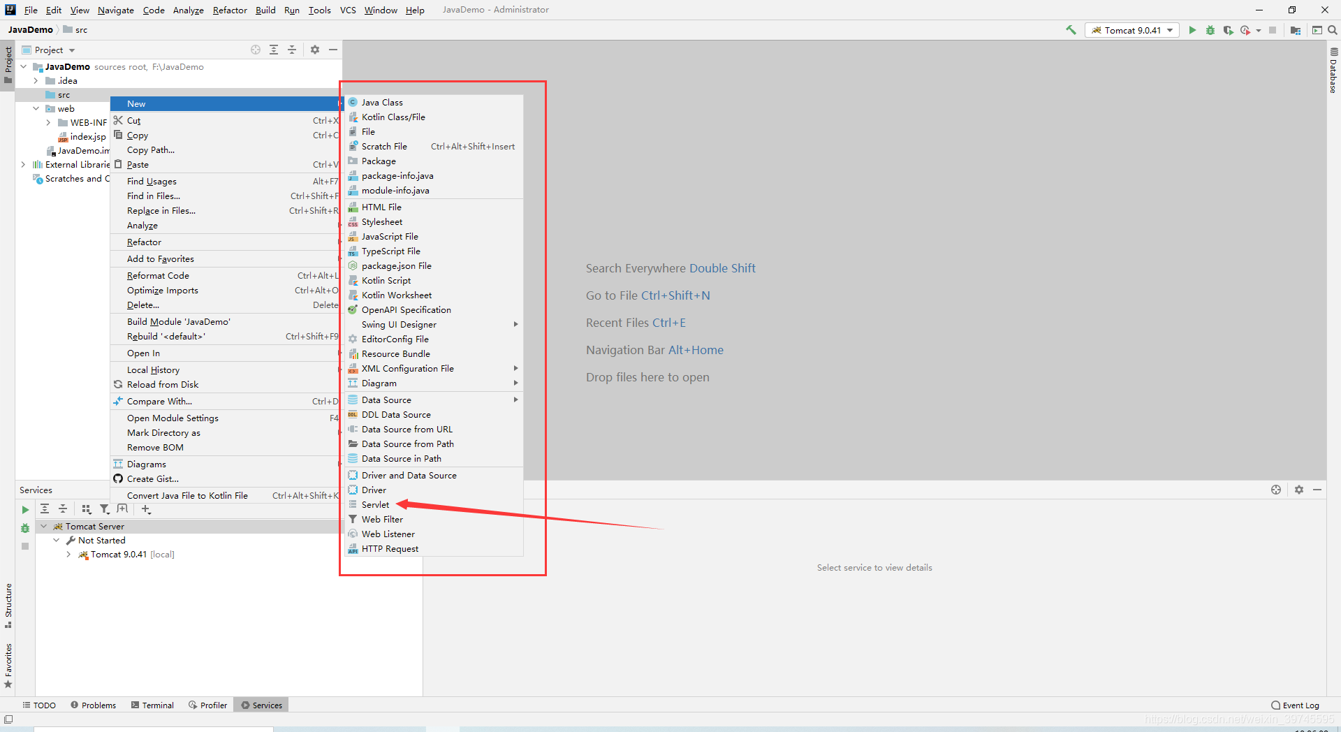 IDEA中Servlet的无法通过Create New Servlet创建Servlet的解决办法_src新建没有create new servlet-CSDN博客
