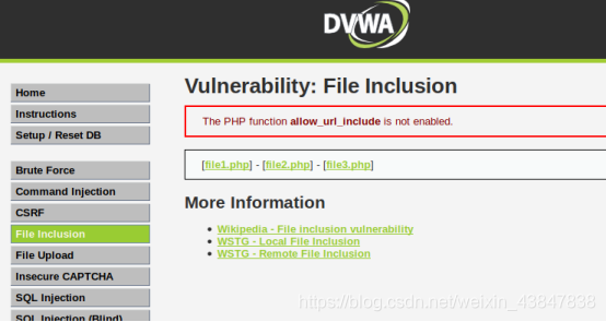 DVWA文件包含报错The PHP function allow_url_include is not enabled.的解决方法_dvwa报错-CSDN博客