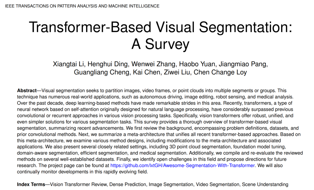 Talk | 南洋理工大学博士后研究员李祥泰：基于Transformer的视觉分割模型总结、回顾与展望_transformer-based 的 segmentation 的综述-CSDN博客