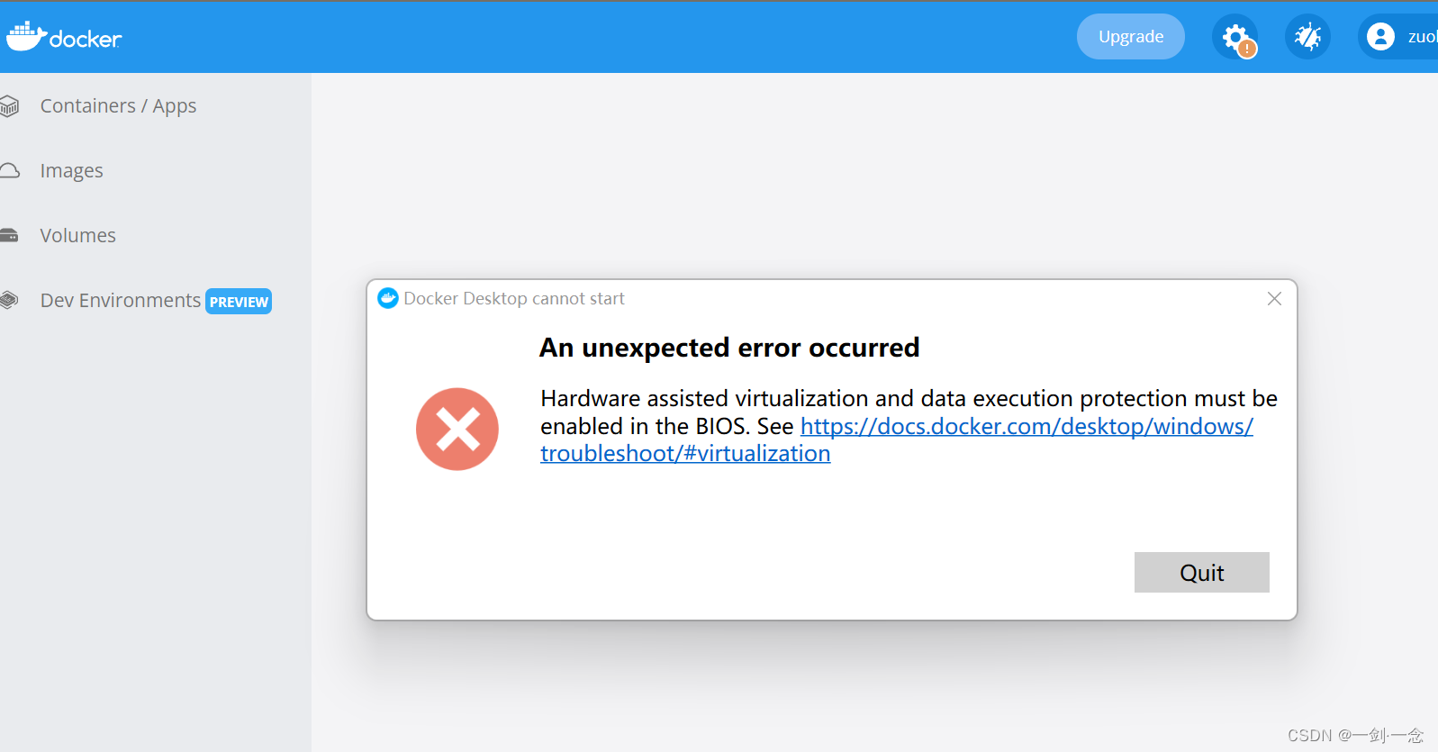 Docker Hardware assisted virtualization and data execution protection must be enabled in the ...