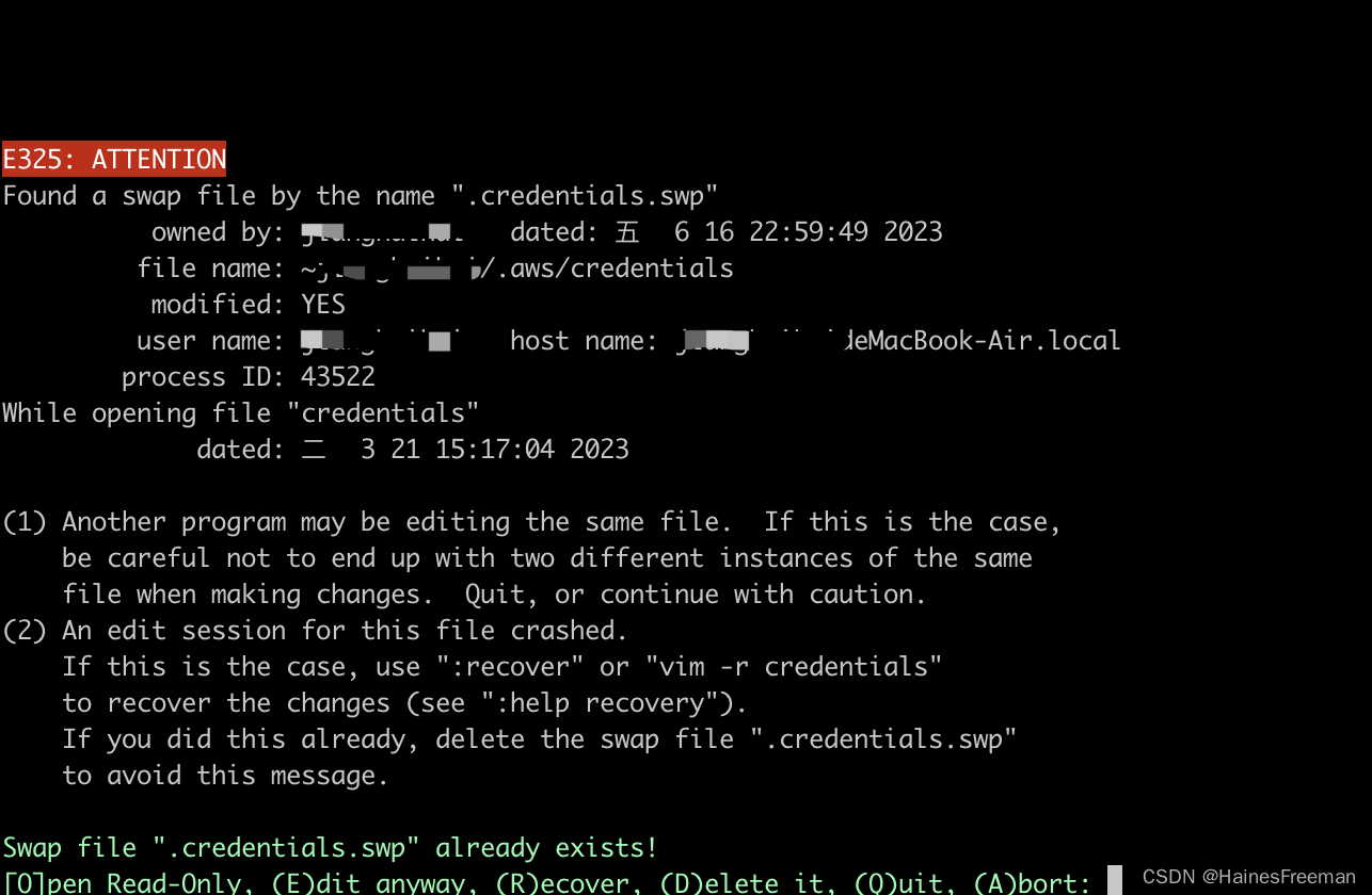 Found a swap file by the name “.credentials.swp“-CSDN博客