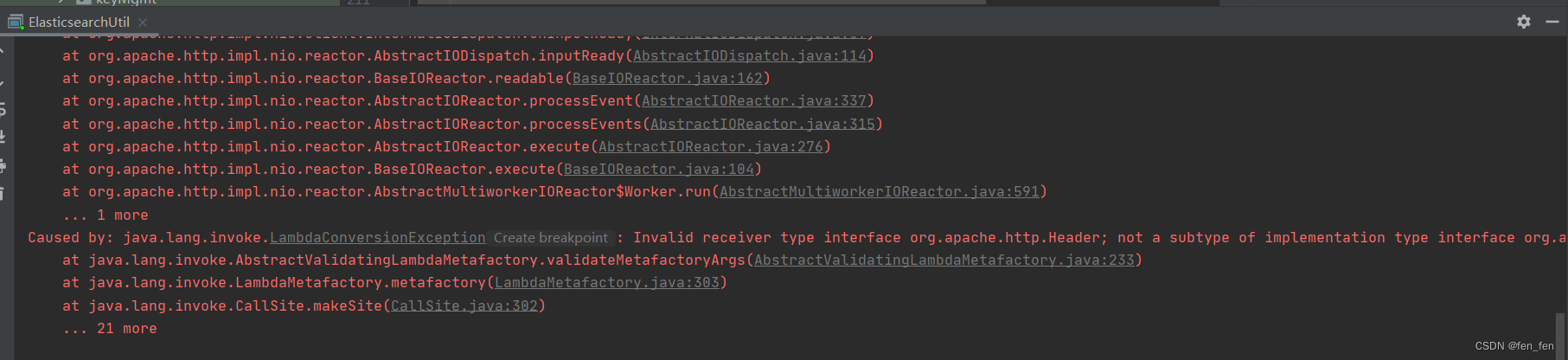ES7.14报错 Invalid receiver type interface org.apache.http.Header；not a subtype XX.http ...