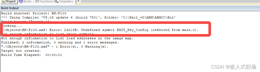 【STM32】.\Objects\BH-F103.axf: Error: L6218E: Undefined symbol EXIT_Key_Config (referred from ...