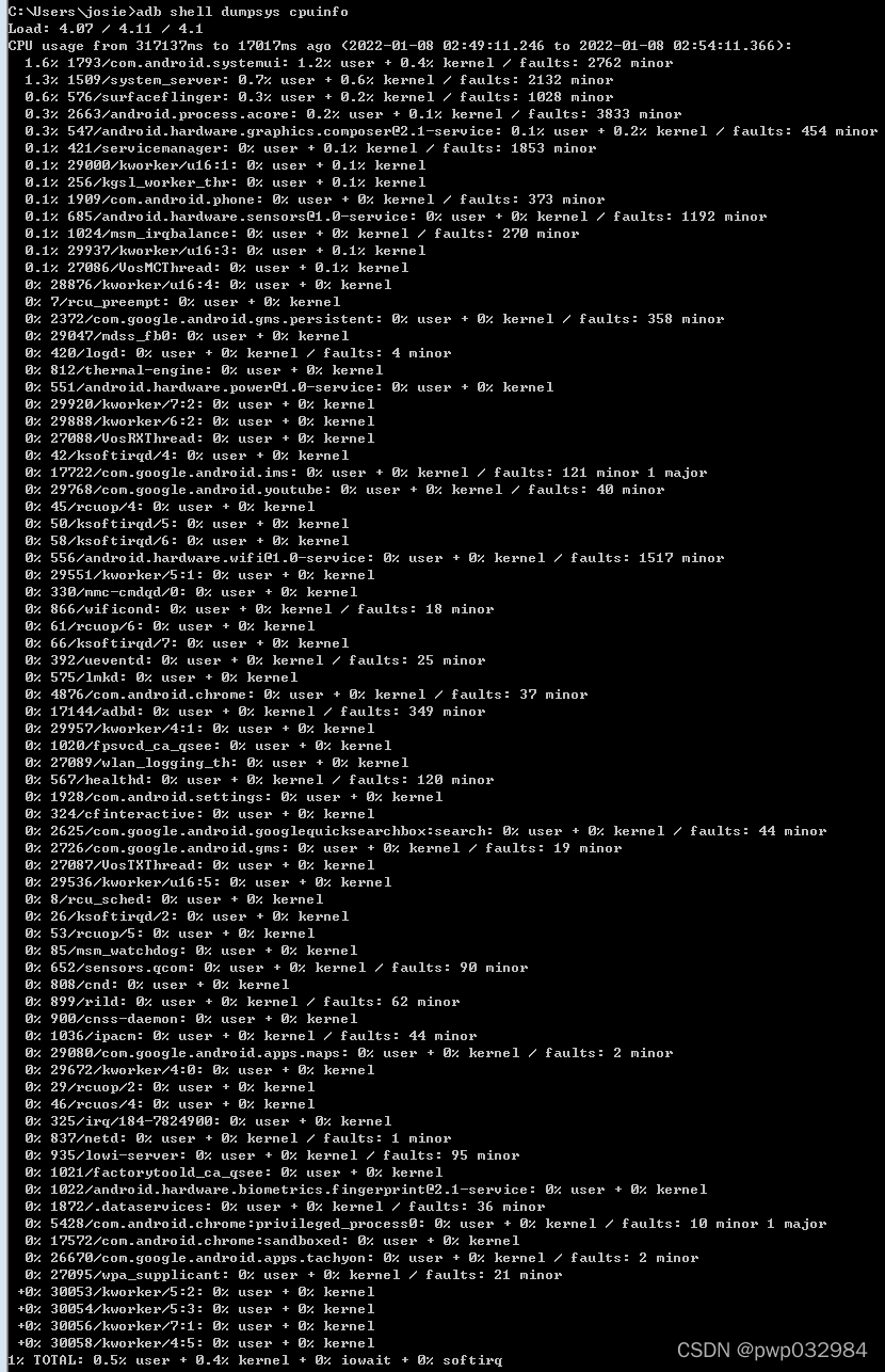 adb shell dumpsys cpuinfo/meminfo/procstats-CSDN博客