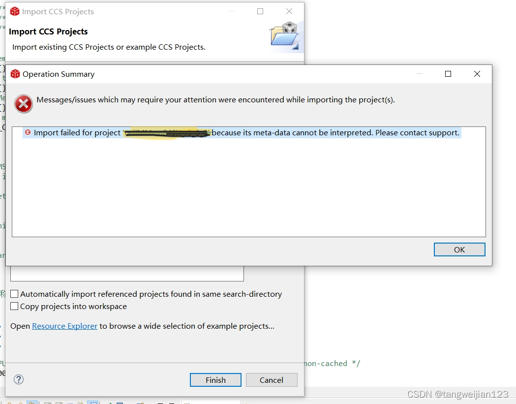 Ccs报错：import Failed For Project ‘xxx‘ Because Its Meta Data Cannot Be Interpreted Csdn博客 6357
