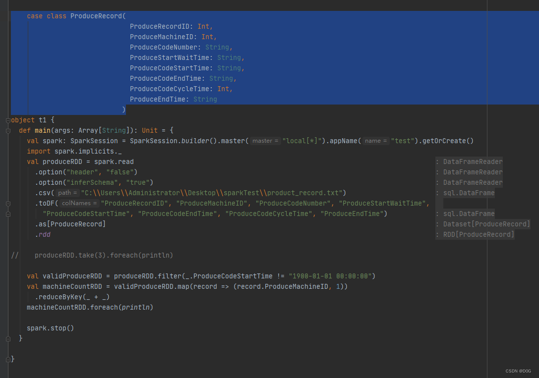 解决spark-Error:(24, 10) Unable to find encoder for type ProduceRecord. An implicit Encoder ...