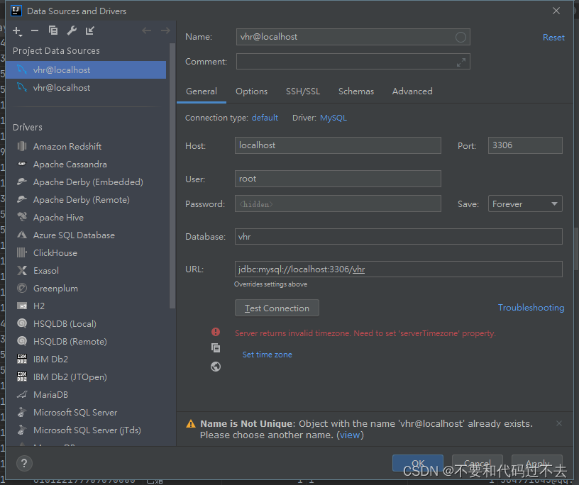 IDEA连接mysql数据库（Server returns invalid timezone. Need to set ‘serverTimezone‘ property.）_idea连接 ...