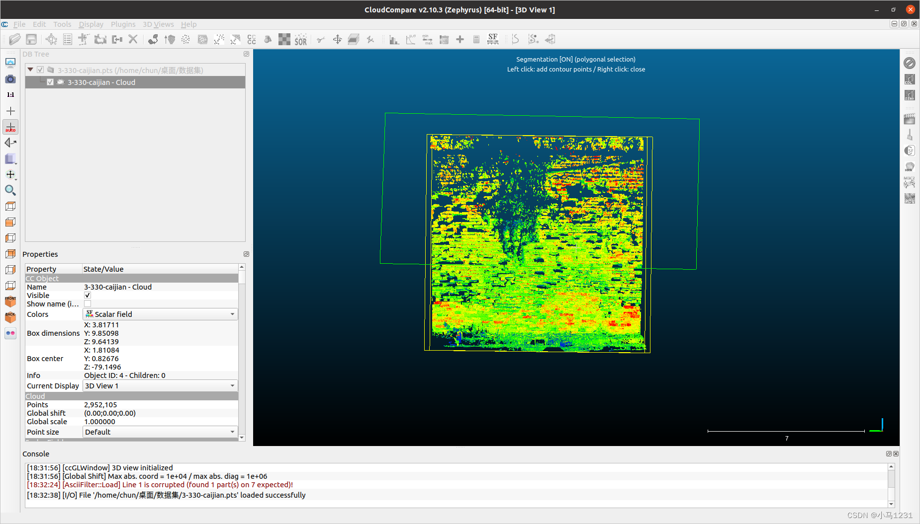CloudCompare使用，制作点云数据集_点云数据集制作-CSDN博客