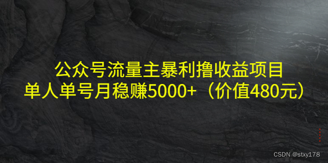 公众号流量主暴利撸收益项目，单人单号月稳赚5000+-CSDN博客