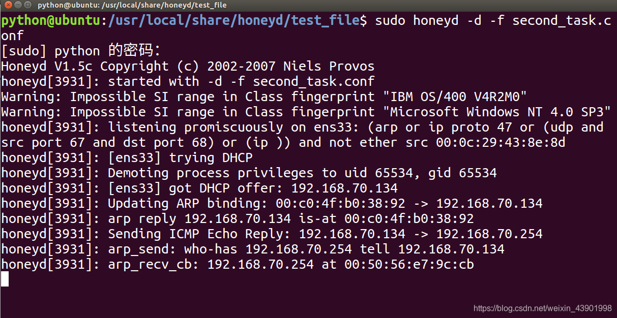 2. 第二个honeyd案例--将蜜罐整合到网络上_honeyd 展示-CSDN博客