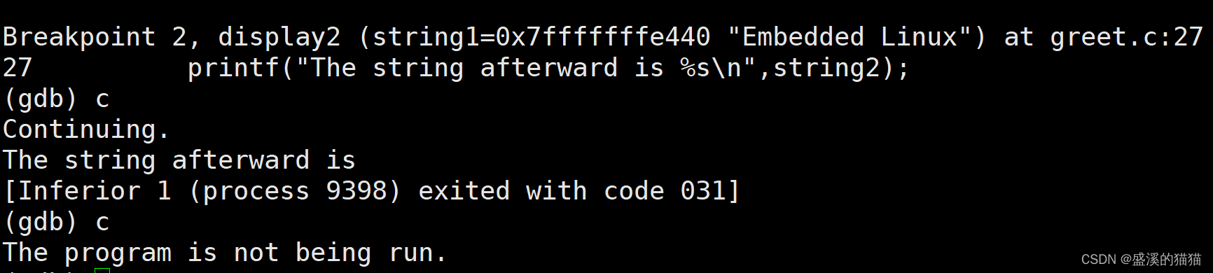 用gdb调试有问题的程序：练习使用gcc编译器和gdb调试器_int main() { char string[] = "embeded linux in zho-CSDN博客