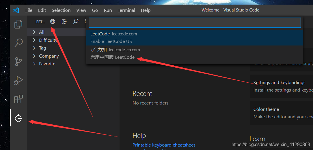 leetcode 刷题，推荐 使用VS Code,Failed to sign in. Please open the output ...
