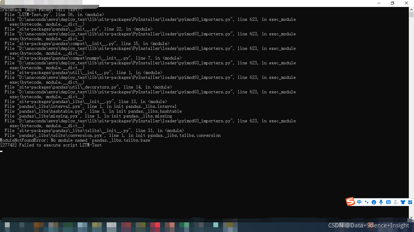 ModuleNotFoundError: No module named ‘pandas._libs.tslibs.base‘_no module named pandas. libs ...