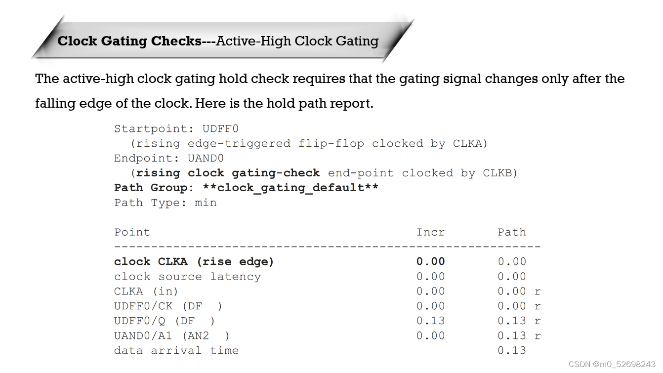 静态时序分析(STA)_门控时钟(Clock Gating Checks)_门控时钟的时序分析-CSDN博客