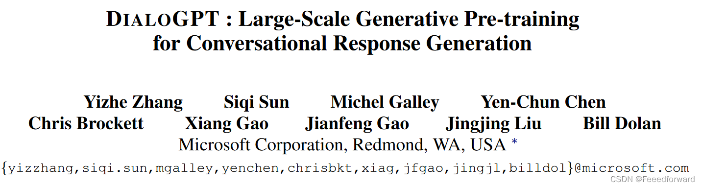 【论文笔记】DialoGPT:Large-Scale Generative Pre-training for Conversational Response Generation ...