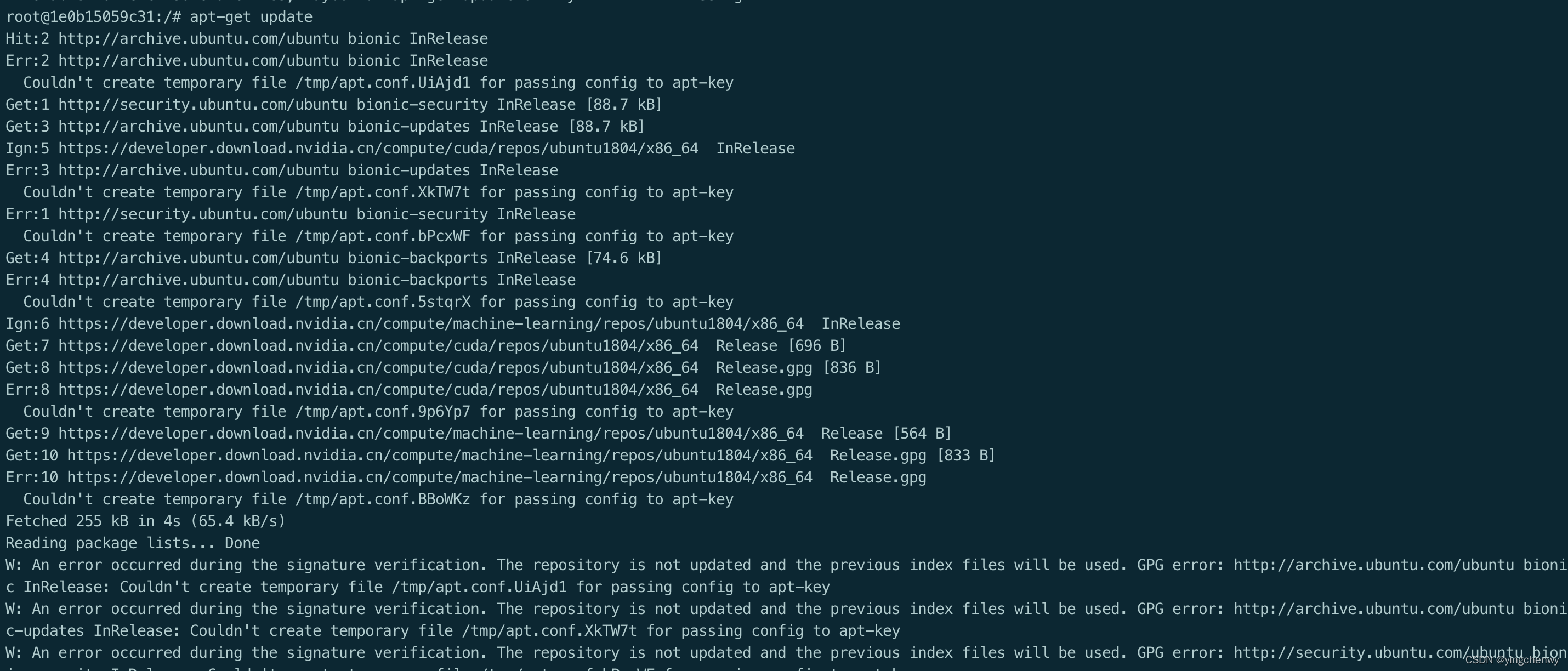 install ssh in docker image,Error:Couldn‘t create temporary file /tmp/apt.conf.CtZH9J-CSDN博客