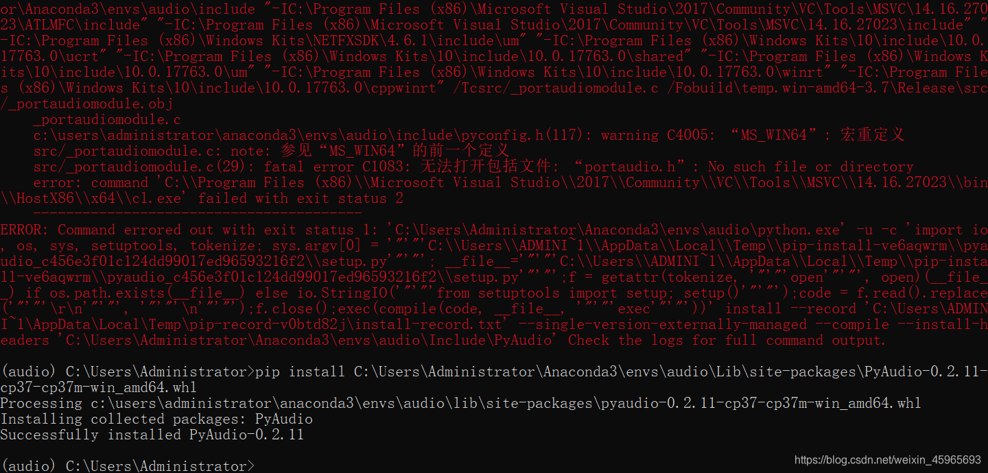 pyaudio安装失败解决方法_pyaudio下载失败-CSDN博客