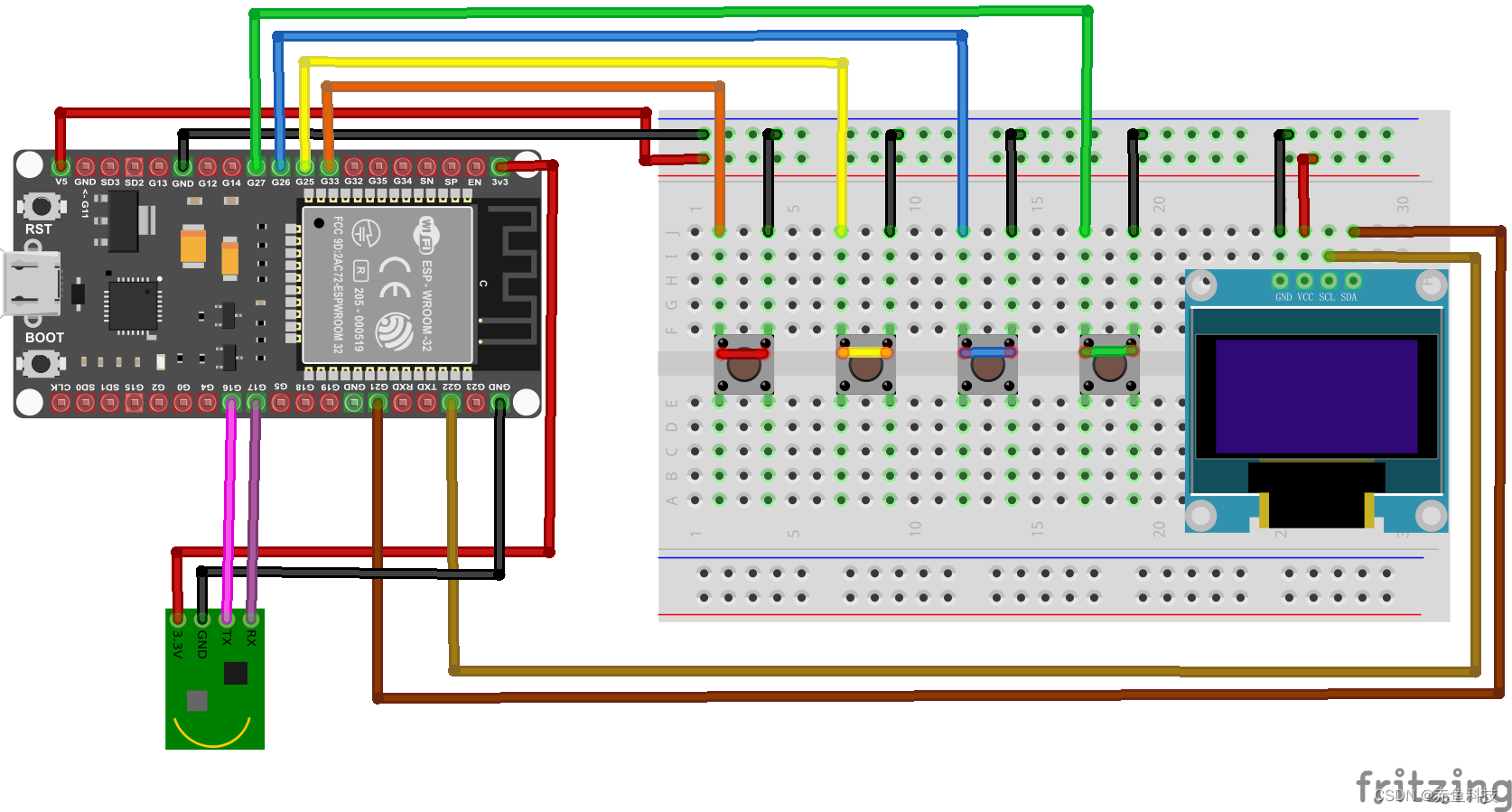Fritzing软件绘制Arduino面包板接线图传感器模块库文件288_fritzing esp32-CSDN博客