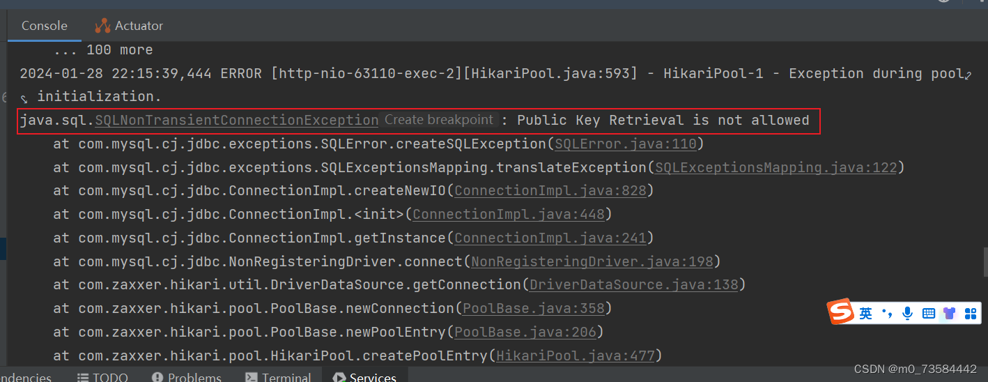 本地启动Springboot服务时数据库报错 Public Key Retrieval is not allowed_sprinfboot public key retrieval is ...