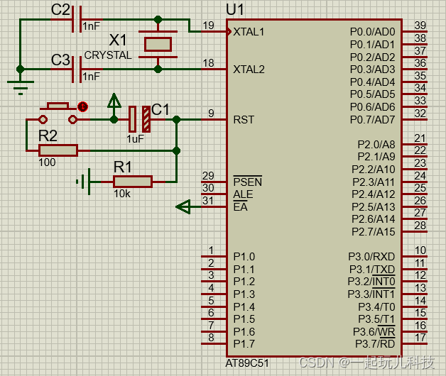 一起玩儿Proteus仿真（C51）——02. C51最小系统和第一个仿真程序_c51仿真-CSDN博客