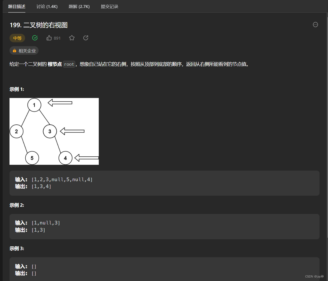 leetcode 199. 二叉树的右视图-CSDN博客