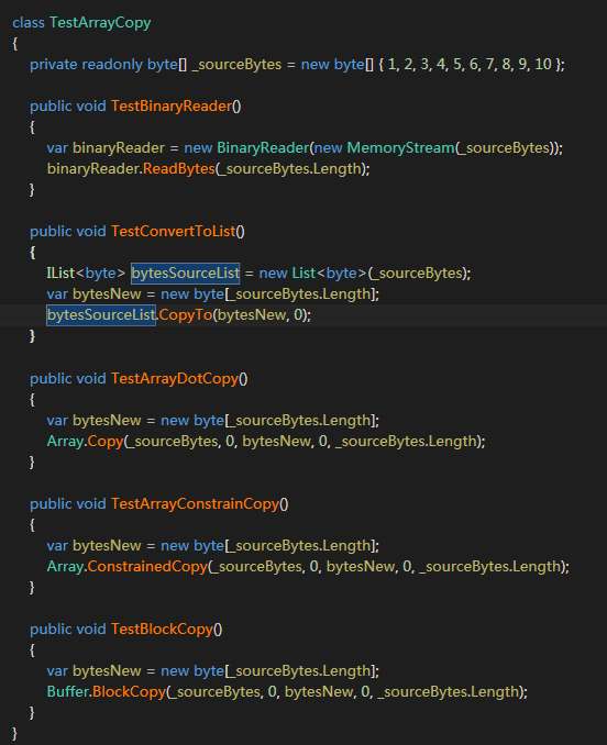 在C#中几种常见数组复制方法的效率对比_c# byte数组直接赋值和使用blockcopy区别-CSDN博客