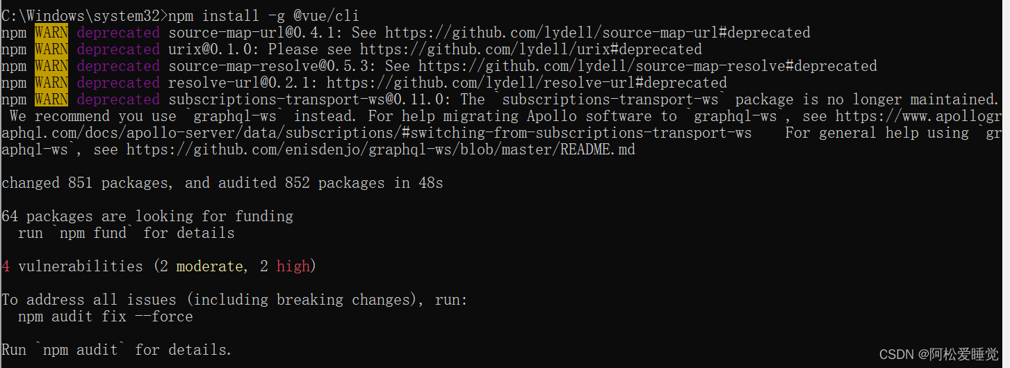 npm 安装vue脚手架报错警告npm WARN deprecated-CSDN博客