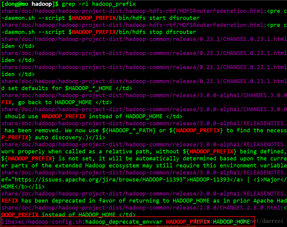 Hadoop警告：WARNING: HADOOP_PREFIX has been replaced by HADOOP_HOME. Using value of HADOOP_PREFIX ...