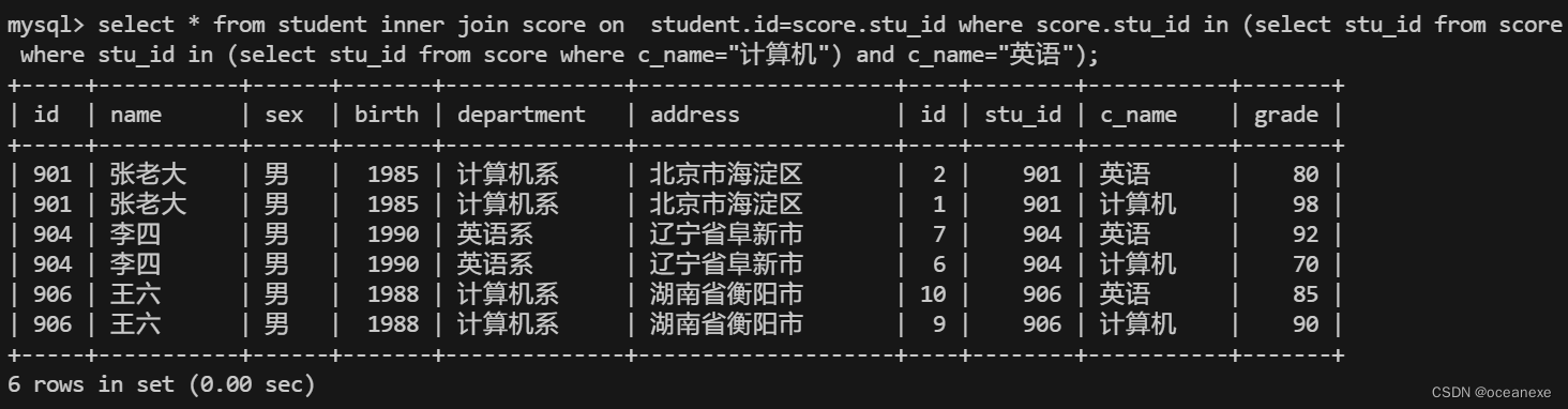 MySQL---多表查询_从student表和score表中查询出学生的学号,然后合并查询结果-CSDN博客