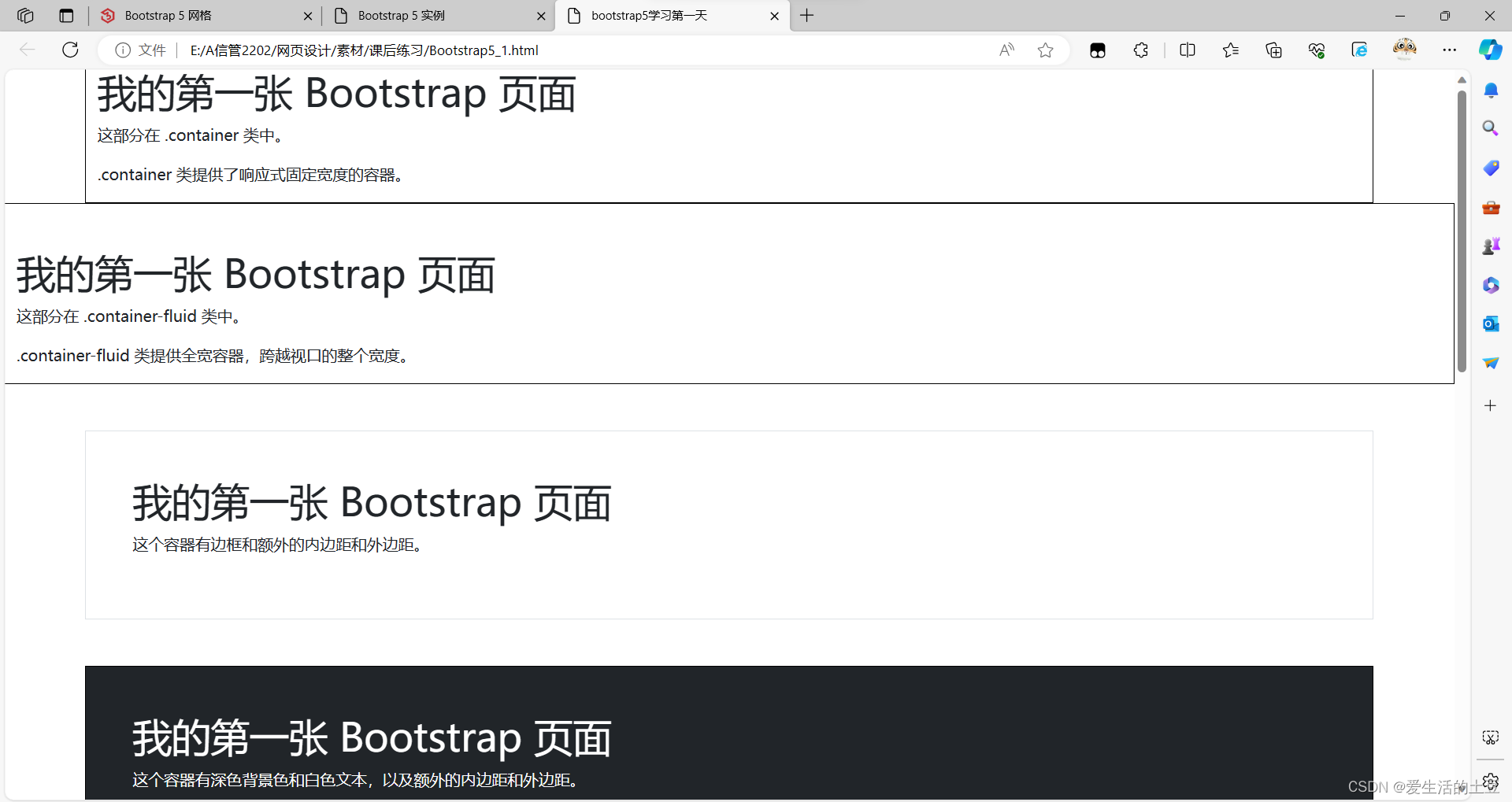 网页设计练习第四周 Bootstrap 5的学习bootstrap 5 示例和练习项目 Csdn博客