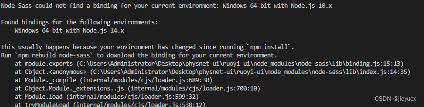 Found bindings for the following environments: - Windows 64-bit with Node.js 14.x报错的解决办法-CSDN博客