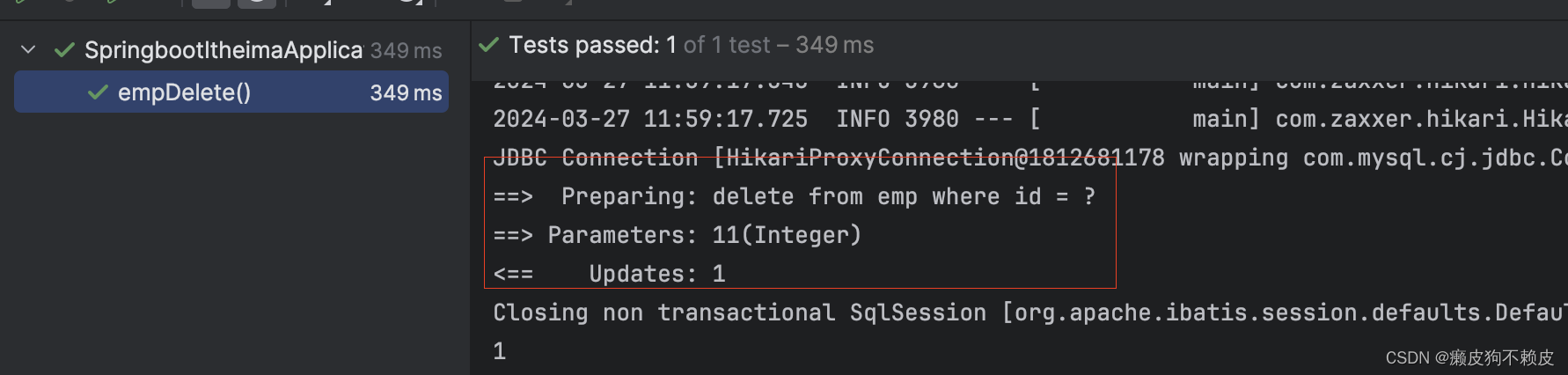 Mybatis基础操作-删除_springboot mybatis delete from *** where id = ? 不报-CSDN博客