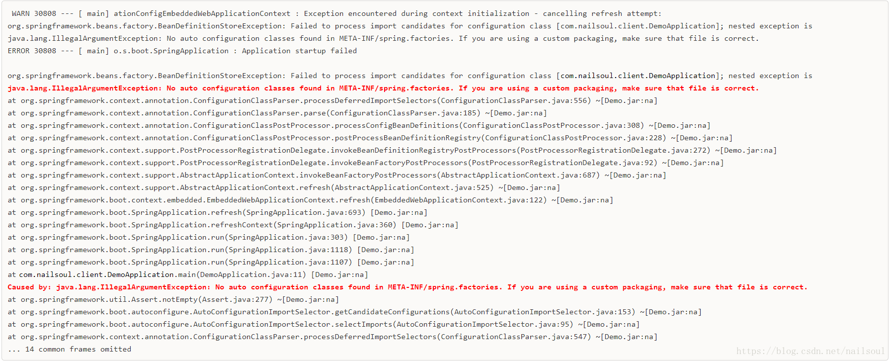 spring boot 打tar包 错误处理_java.lang.illegalargumentexception: no auto config-CSDN博客