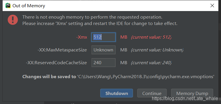 Pycharm 报错Out of Memory 然后一直闪退(已解决)_out of memory there is not enough memory to perfor-CSDN博客
