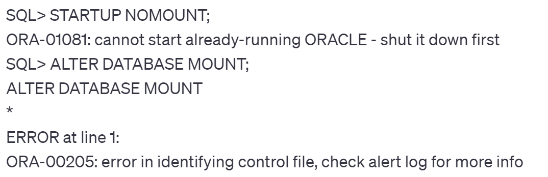 ORA-00205: error in identifying control file, check alert log for more info-CSDN博客
