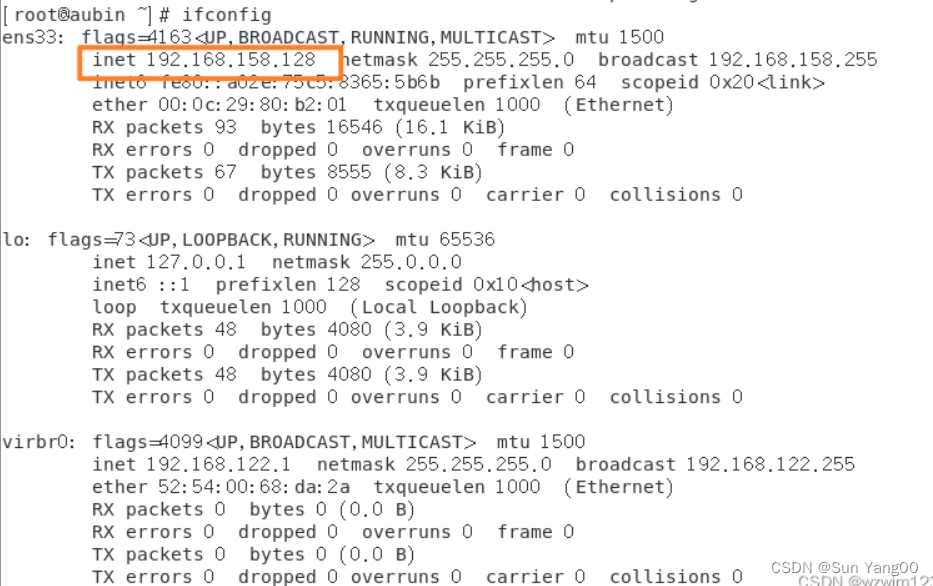 linux执行ifconfig命令ens33没有显示ip地址解决方法_linux网卡ens3不显示-CSDN博客