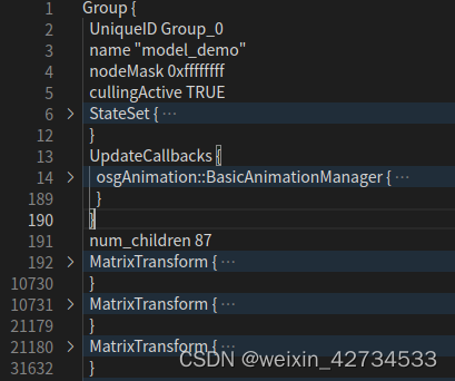 基于osg引擎，实现对osg文件内容的处理，涉及指定node节点的提取、在线shader内容更改、三角面片顶点存储形式转换_osg添加node后,范围区域怎么算-CSDN博客