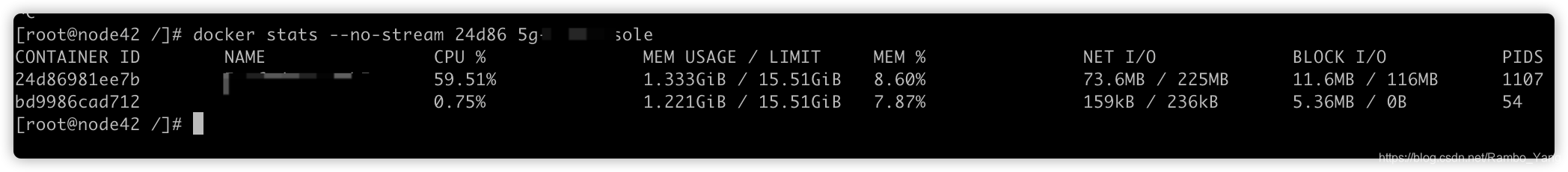 查看 Docker 容器使用的实时资源信息_docker container memory usage-CSDN博客